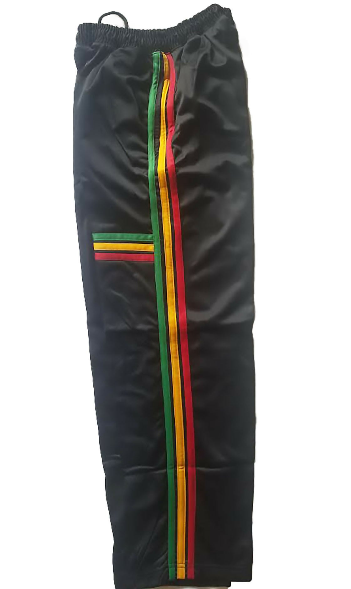 Meta Title: Men’s Rasta Pants – Black with Red, Green, and Gold Stripes ...